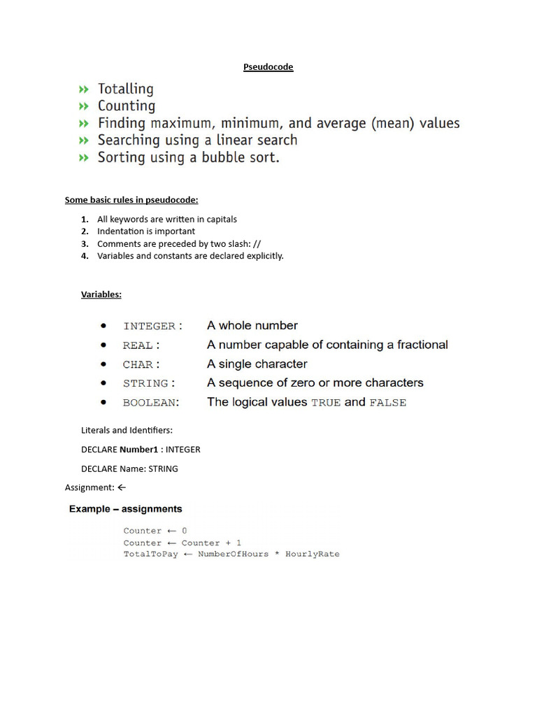 Pseudocode Lesson 1 | PDF