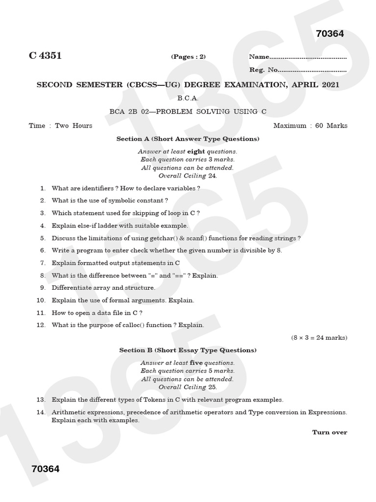 Problem Solving C Pdf Parameter Computer Programming Computer 