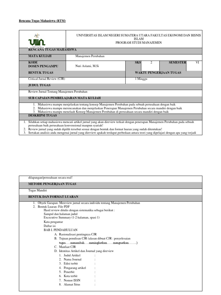 Rancangan Tugas Mahasiswa CJR | PDF | Seni