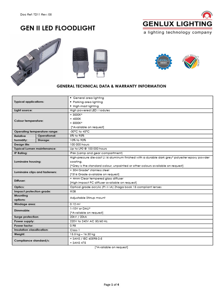 TD11 Rev 06 GEN II FL 2023 | PDF | Lighting | Electricity