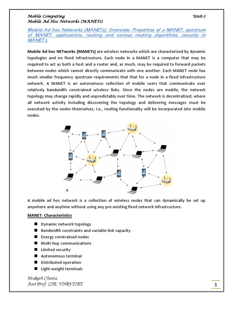 MC (Unit-7) MANET's | PDF | Wireless Ad Hoc Network | Routing