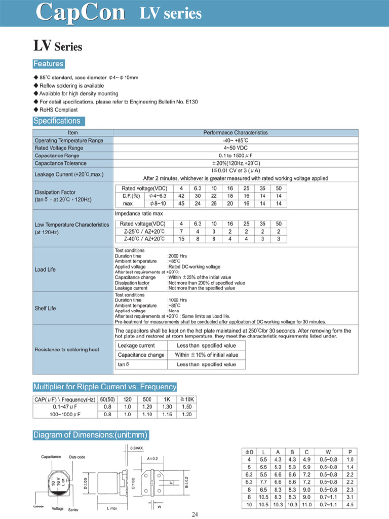 CapCon (SMD) LV Series | PDF