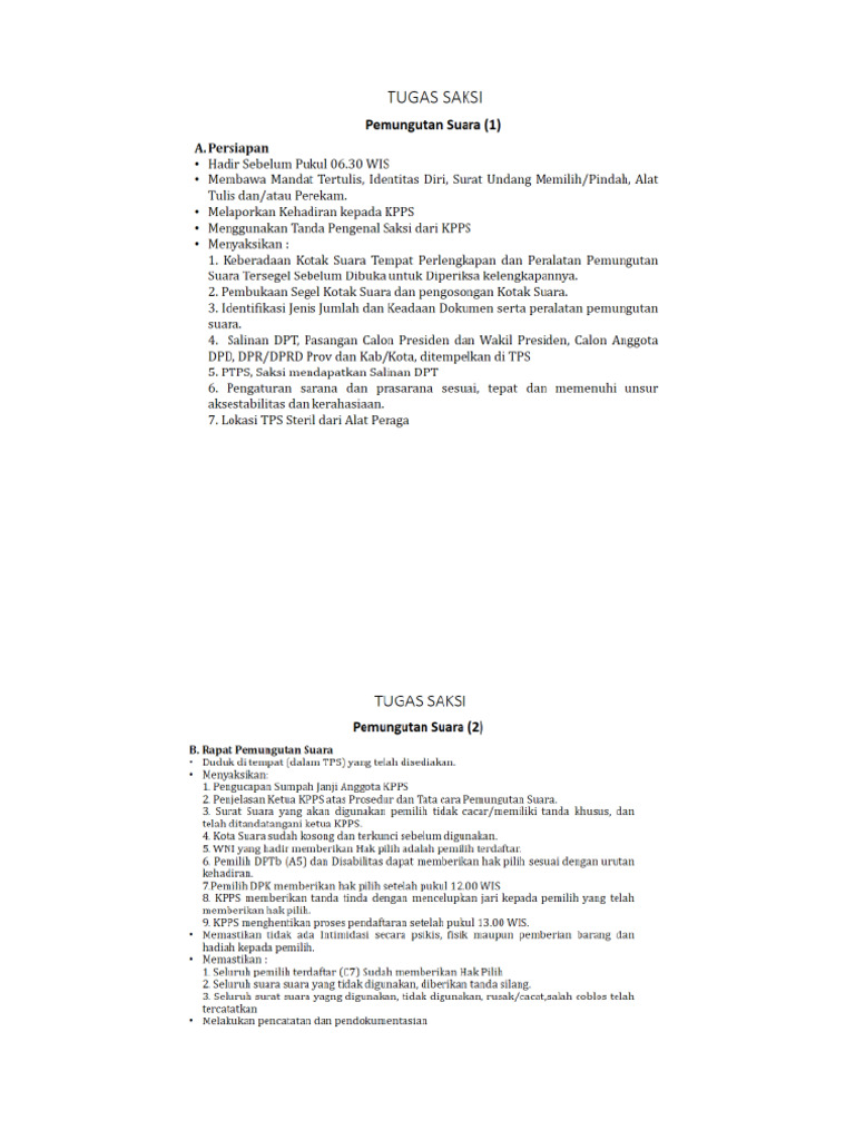Tugas Saksi Tps | PDF