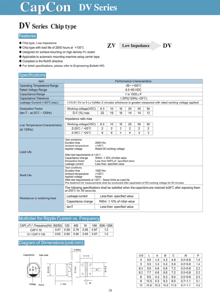CapCon (SMD) DV Series | PDF