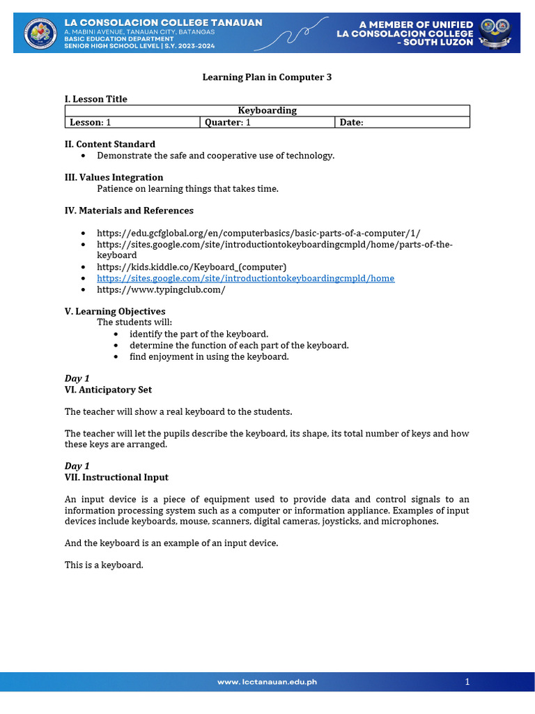 Q1-Lesson-1-The-Keyboard | PDF | Computer Keyboard | Design