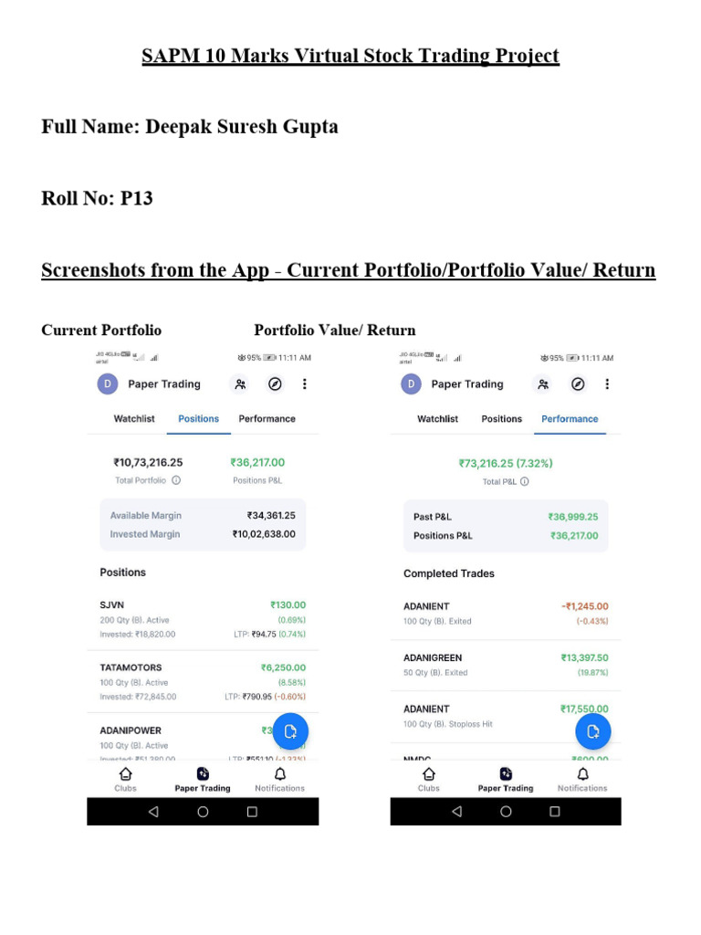 Virtual Stock Trading Portfolio Analysis | PDF | Technical Analysis ...