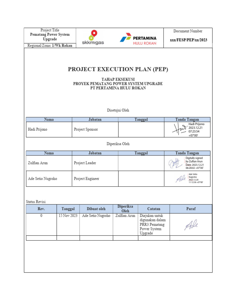 Project Execution Plan (Pep) : xxx/FESP/PEP/xx/2023 | PDF