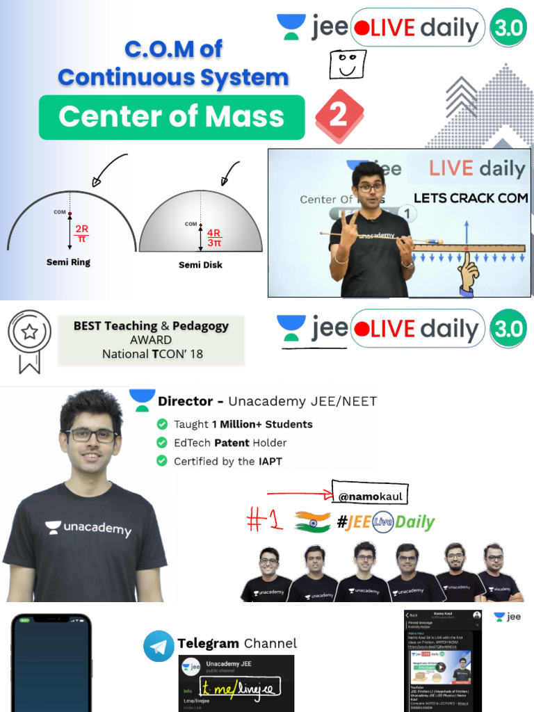 Center of Mass: C.O.M of Continuous System | PDF | Mechanics | Geometry