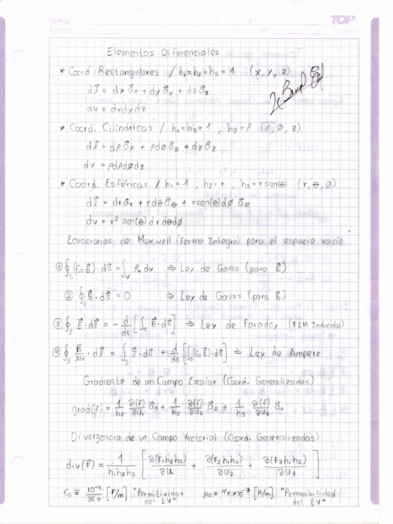 Formulario 1P Electromagnetismo Samcc (HD) | PDF
