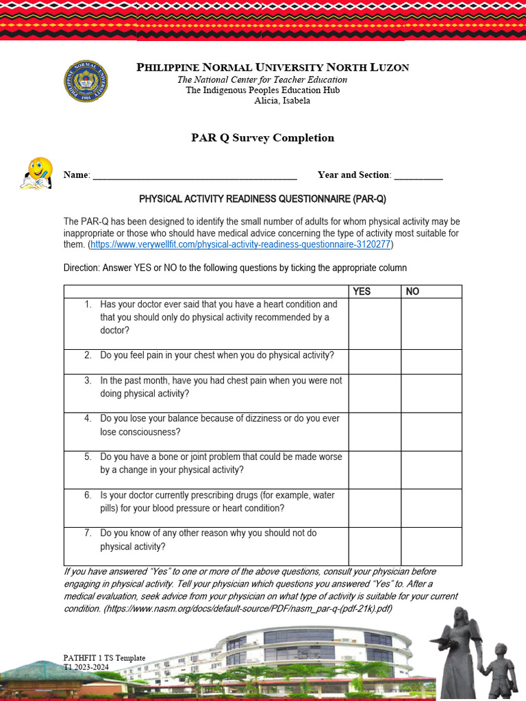 PATHFIT 1 Task Sheet Template 2023 2024 | PDF | Aerobic Exercise | High ...
