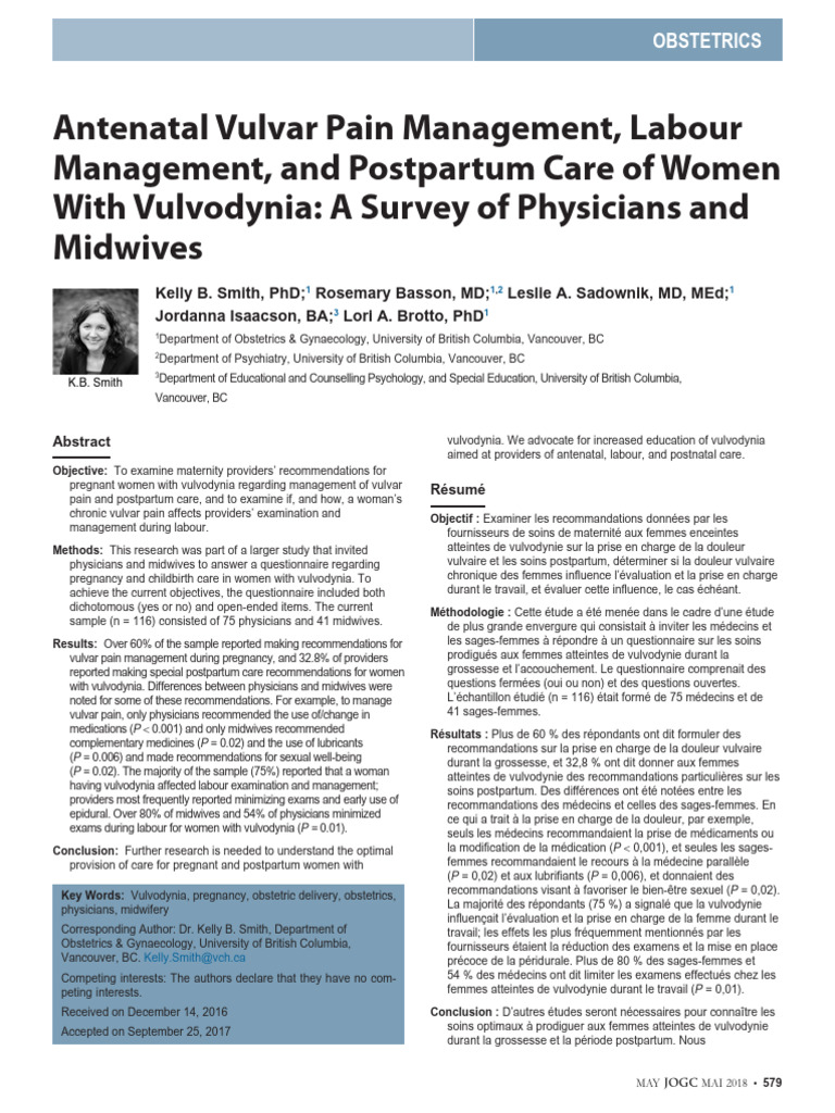 Antenatal Vulvar Pain Management, Labour Management, and Postpartum ...