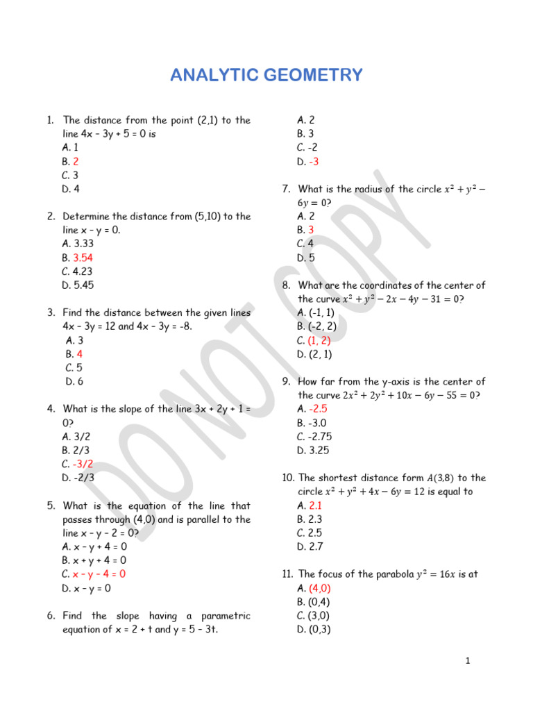 QA-ANALYTIC-GEOMETRY | PDF | Ellipse | Coordinate System