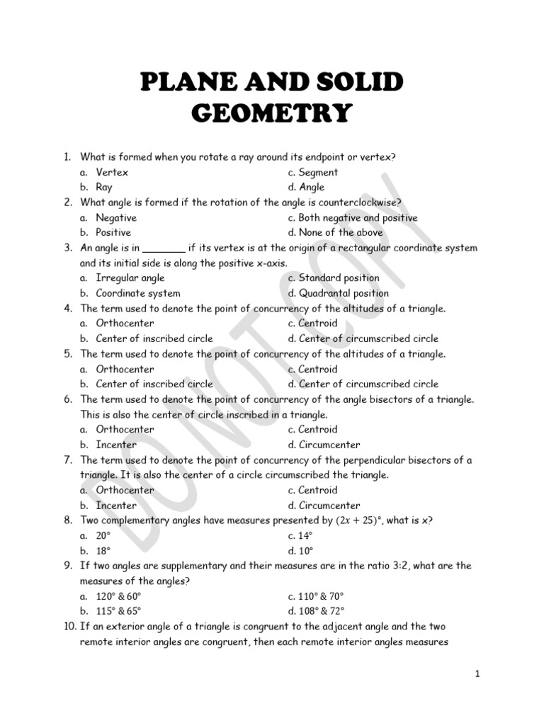 Questions Plane and Solid Geom | PDF | Triangle | Rectangle