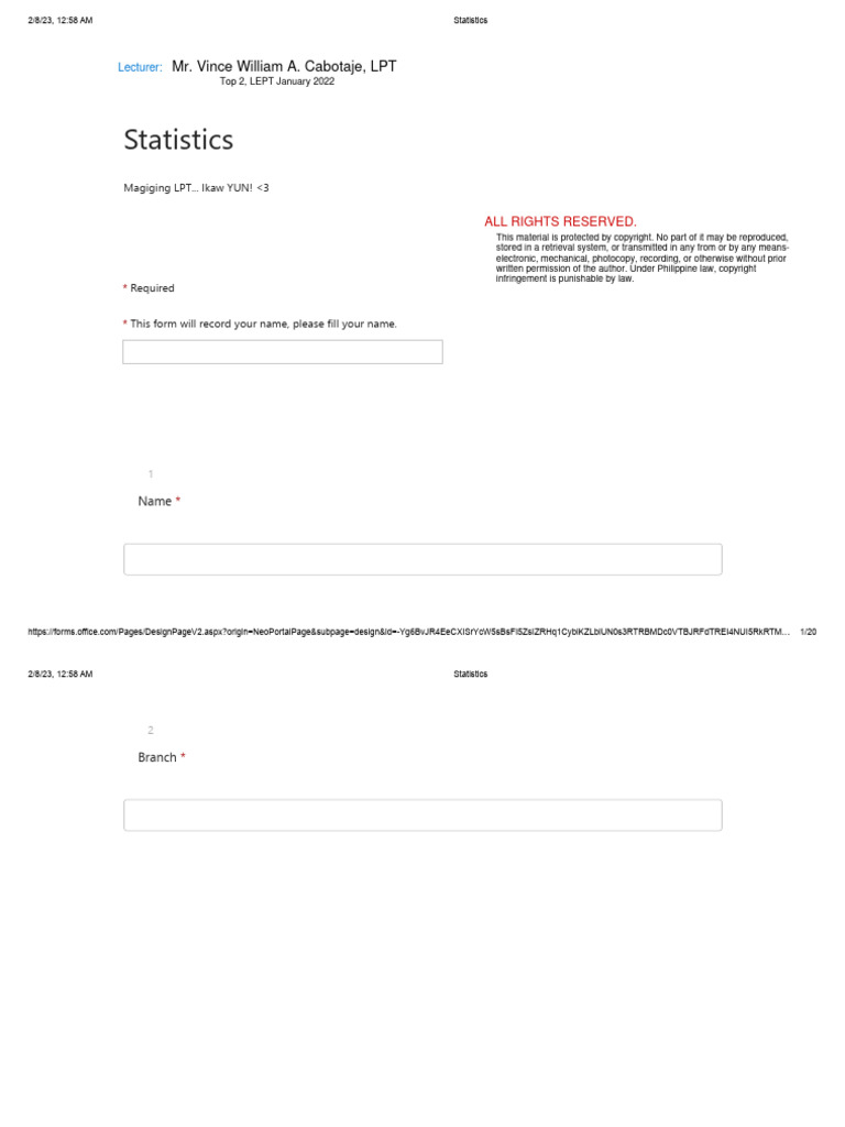 Statistics - Solution For Quiz | PDF