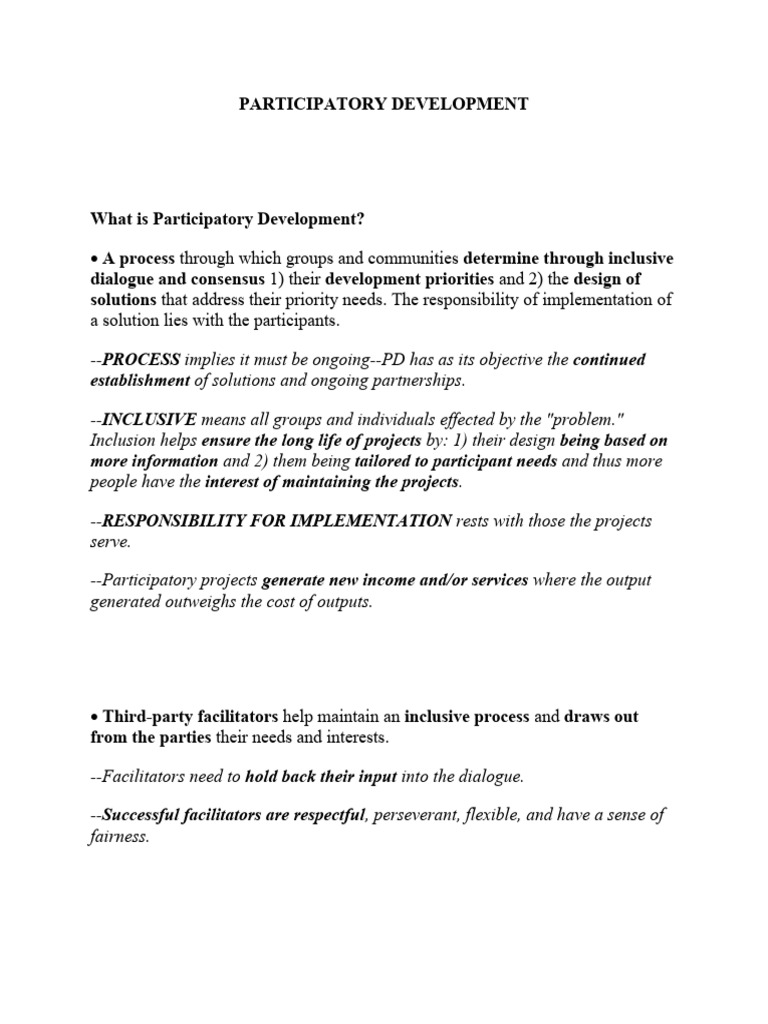 PARTICIPATORY DEVELOPMENT | PDF | Decentralization | Communism