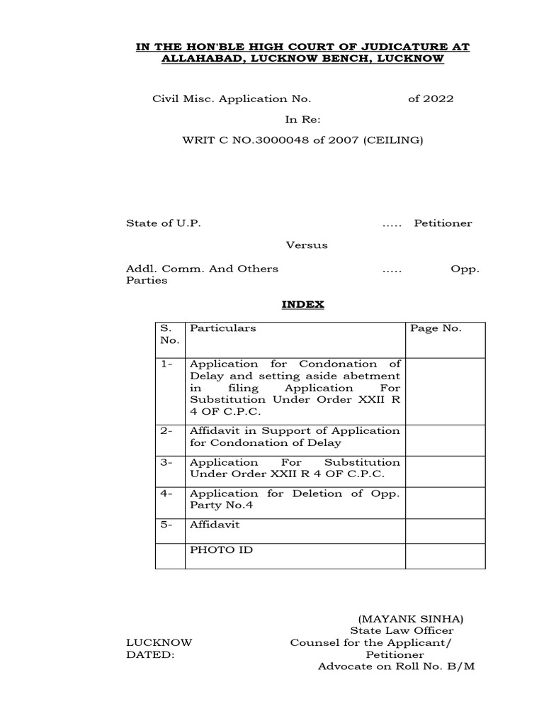 Substitution Application State 30000482007 | PDF | Affidavit | Legal ...