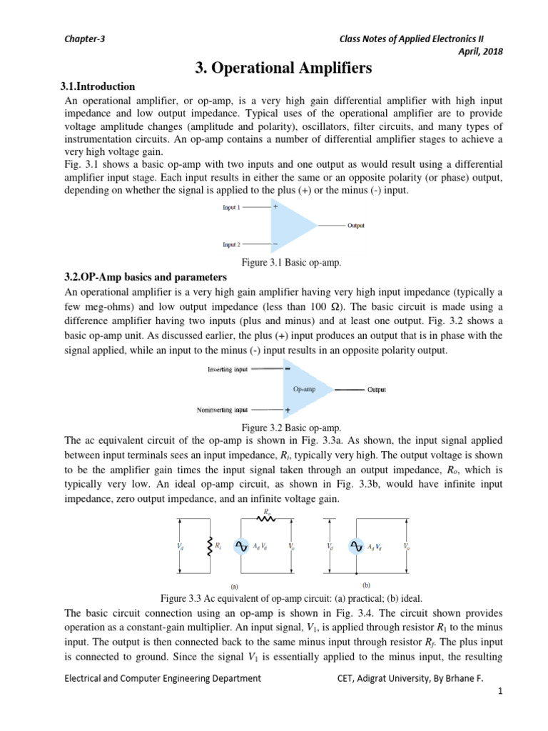 Operational Amplifiers | PDF | Operational Amplifier | Amplifier