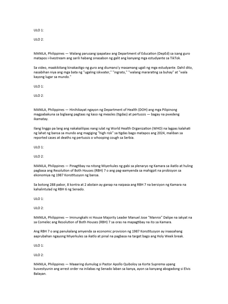 ULO EXERCISE-copy Editing | PDF