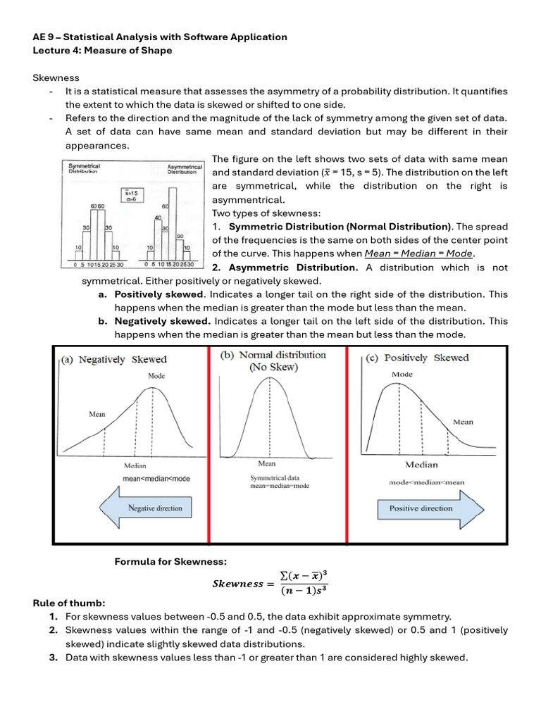 Measures of Shapes | PDF | Skewness | Sampling (Statistics)
