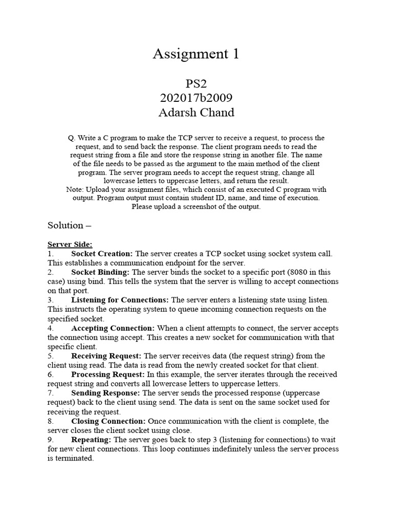 Assignment 1 Computer Network Pdf Network Socket Port Computer Networking