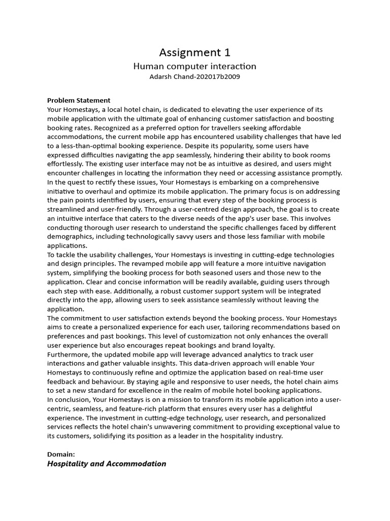 Assignment 1 User Computer Interaction Pdf Usability Design 