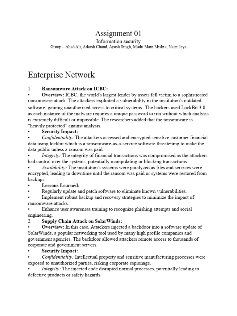 Assignment 01 Information Security Pdf Security Computer Security