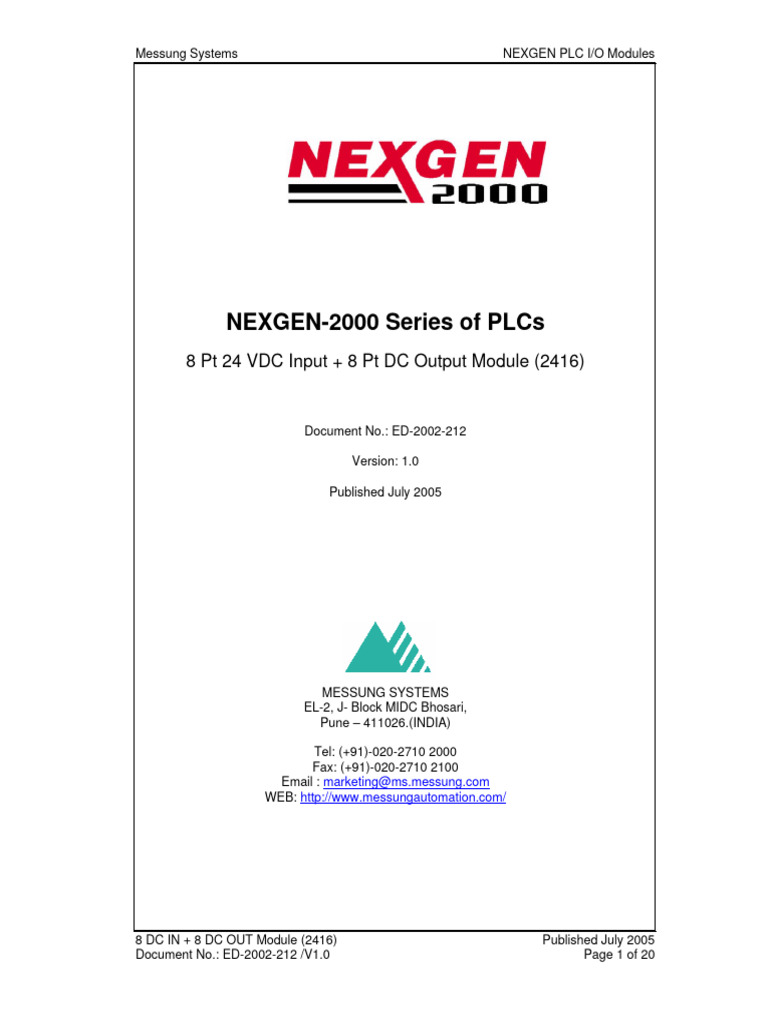 ED-2002-212 Nexgen-2000 8 DC IN 8 DC OUT Module (2416) User | PDF ...