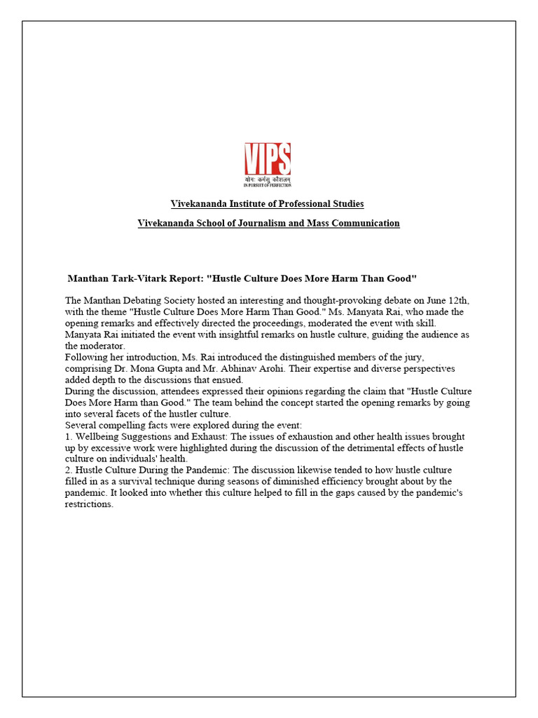 Report - Tark Vitark - Vips PDF | PDF | Social Psychology | Communication