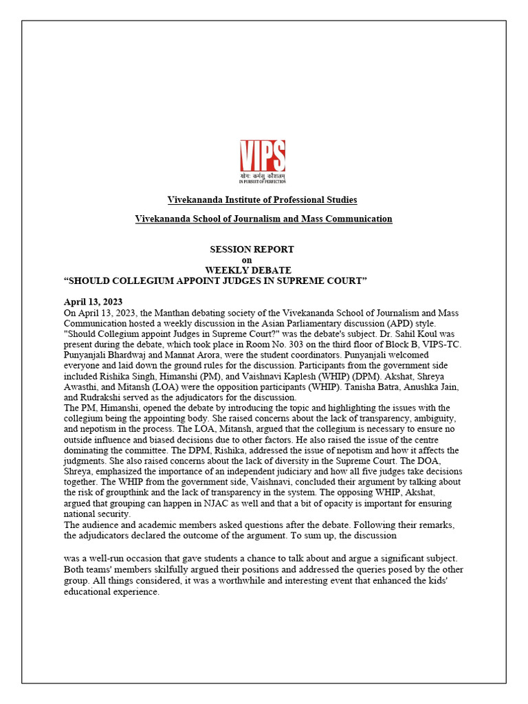 Report Collegium Vips PDF | PDF | Public Sphere | Government
