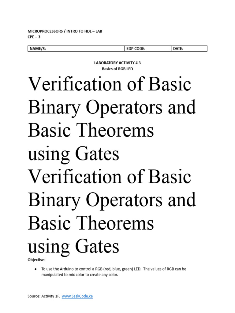 Arduino Lab Experiment 3 | PDF | Computers