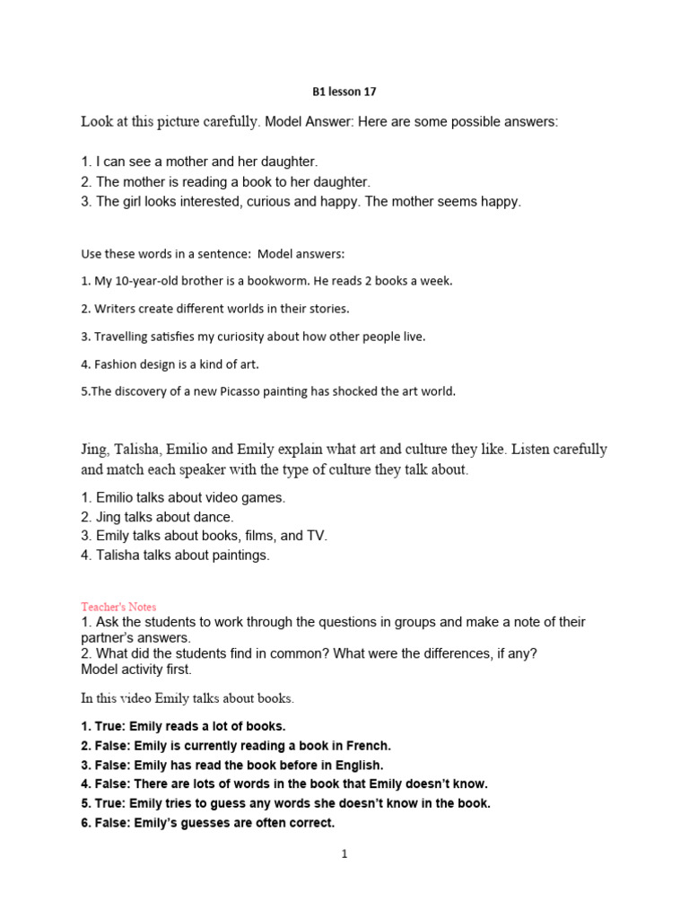 b1 Lesson 17 | PDF | Adjective | Vocabulary