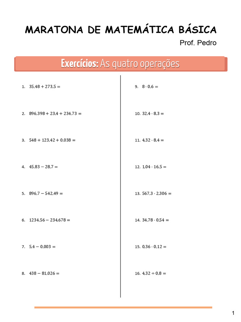 Maratona de Matemática Básica (Exercícios Com Gabarito) | PDF