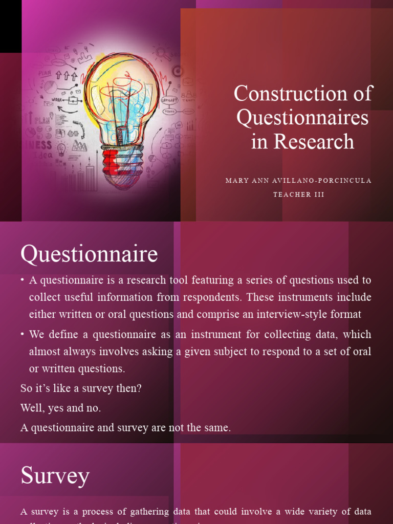 Construction of Questionnaires in Research | PDF | Questionnaire | Survey Methodology