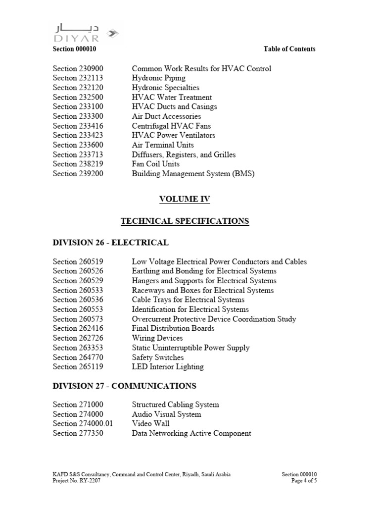 Technical Specifications Division 26 - Electrical | Download Free PDF | Electrical Wiring ...