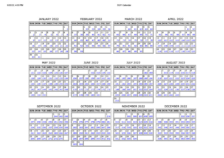 DOY Calendar | PDF