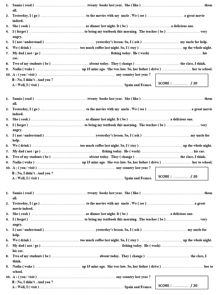 Simple past practice | PDF