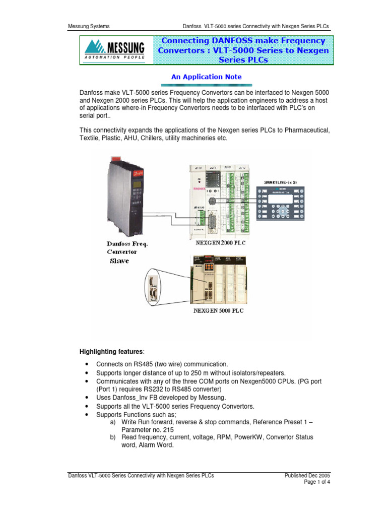 ED-2004-016 Danfoss VLT-5000 Connectivity Wih Nexgen Series | Download Free PDF | Programmable ...