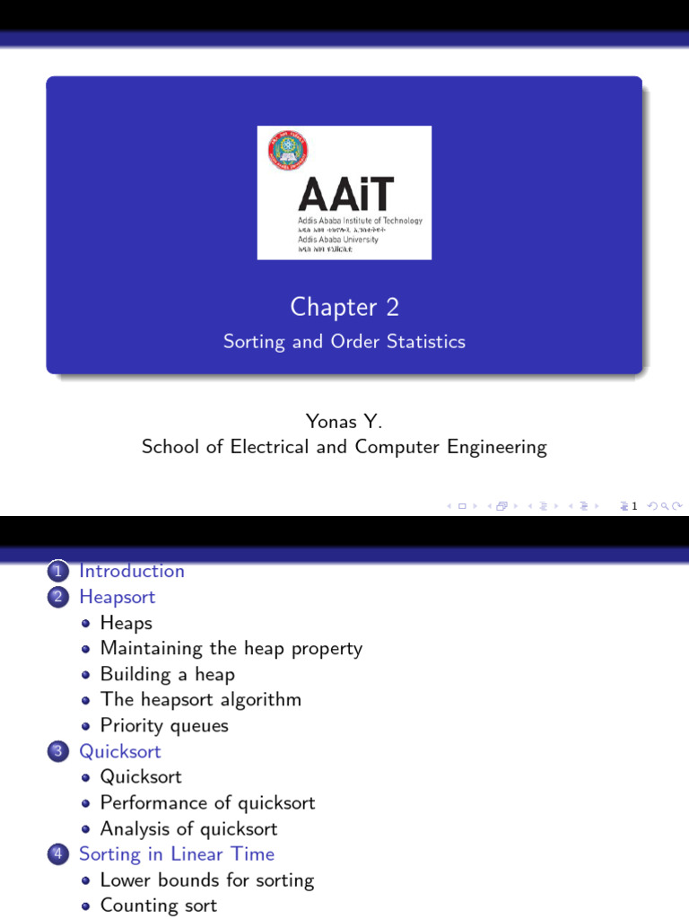 Sorting And Order Statistics 1x1 Pdf Algorithms And Data Structures Algorithms