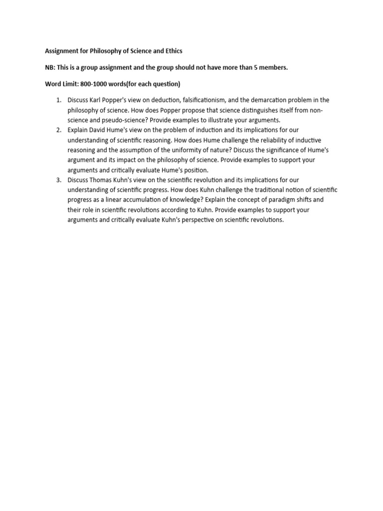 Assignment For Philosophy of Science and Ethics | PDF