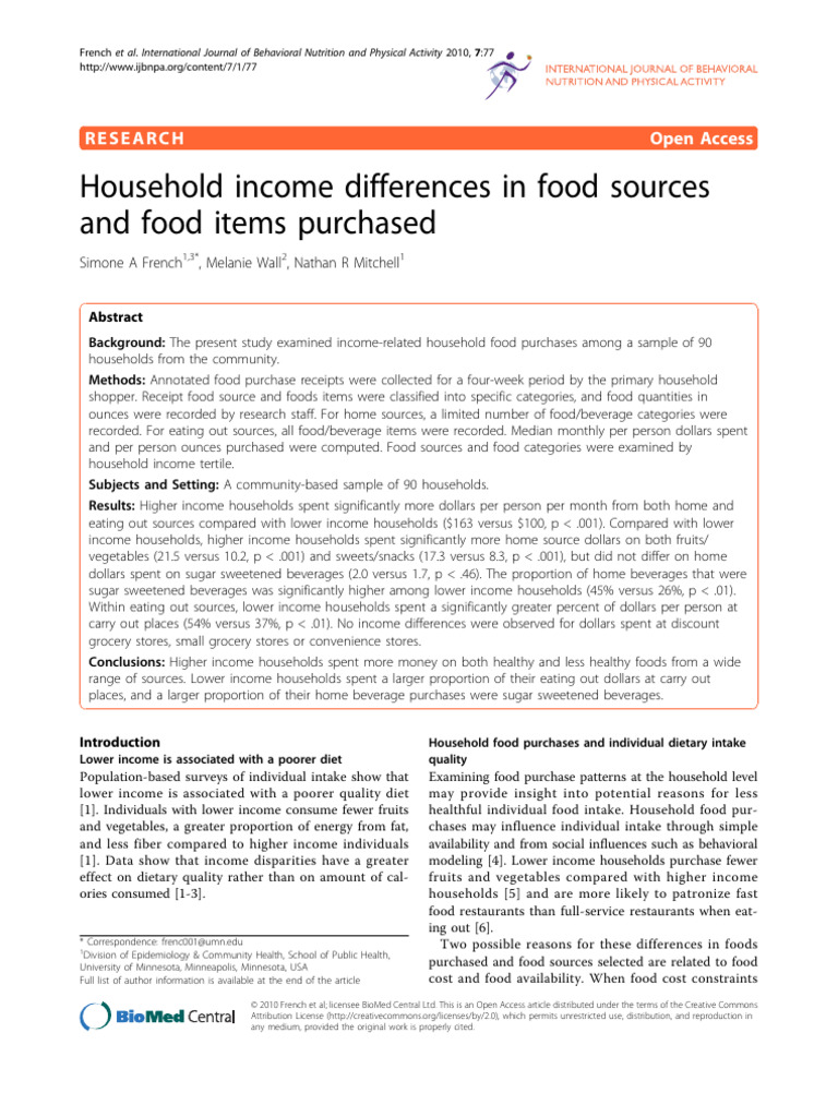Household Income Differences in Food Sources and Food Items Purchased ...