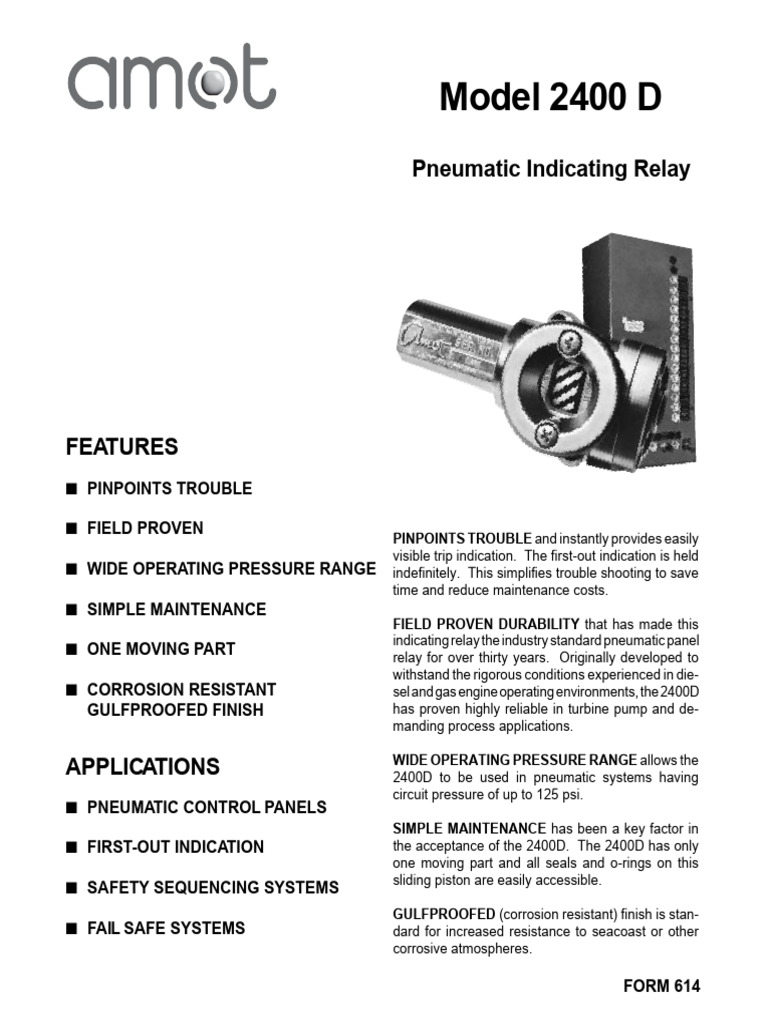Model 2400 D: Pneumatic Indicating Relay | PDF | Pipe (Fluid Conveyance ...