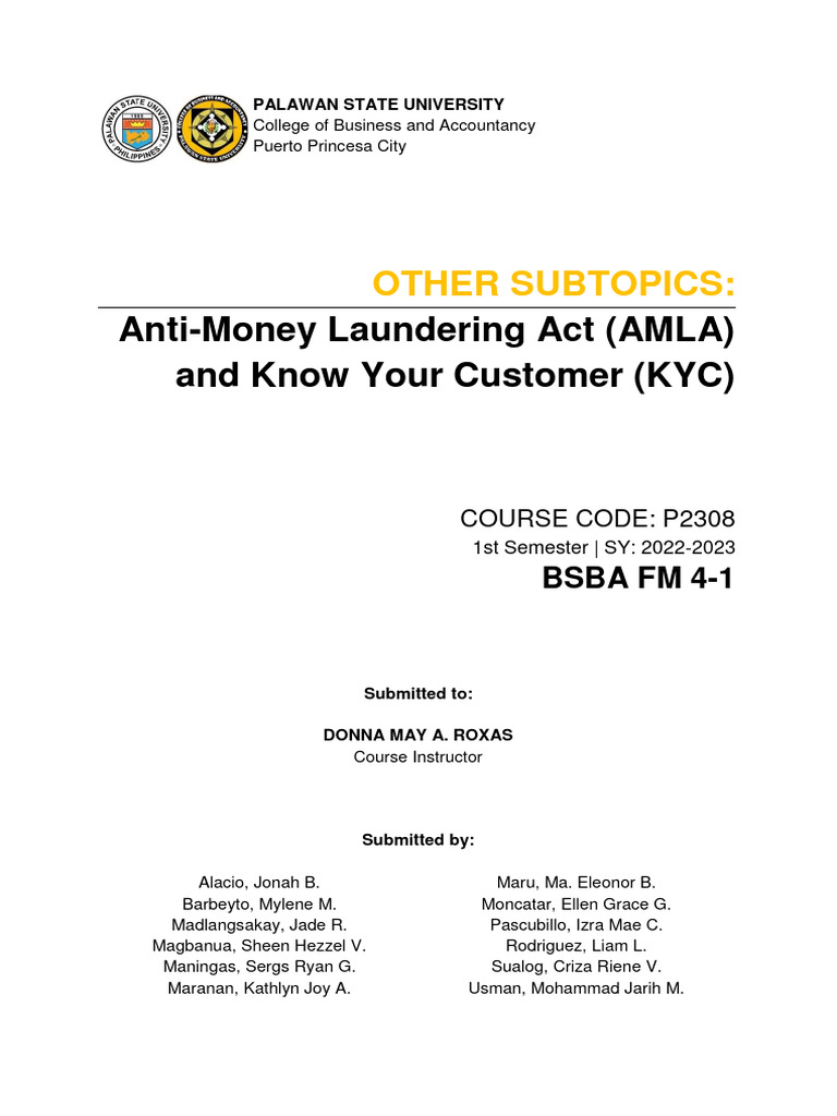 AMLA and KYC New Document | PDF | Money Laundering | Authentication