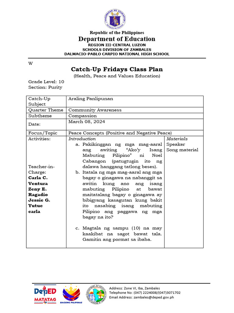 Catch-Up-Friday-Plan Miliminas G7 | PDF