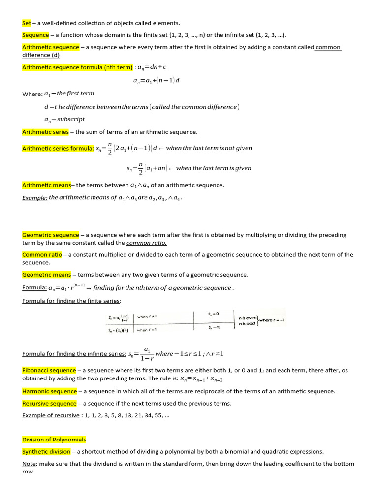 MATH 10 Q1 Summary Reviewer | PDF | Factorization | Polynomial