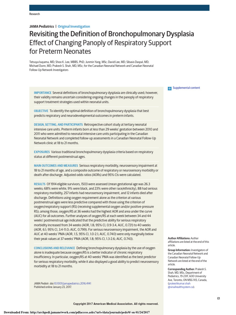 ISAYAMA 2017 - Revisiting The Definition of Bronchopulmonary Dysplasia ...