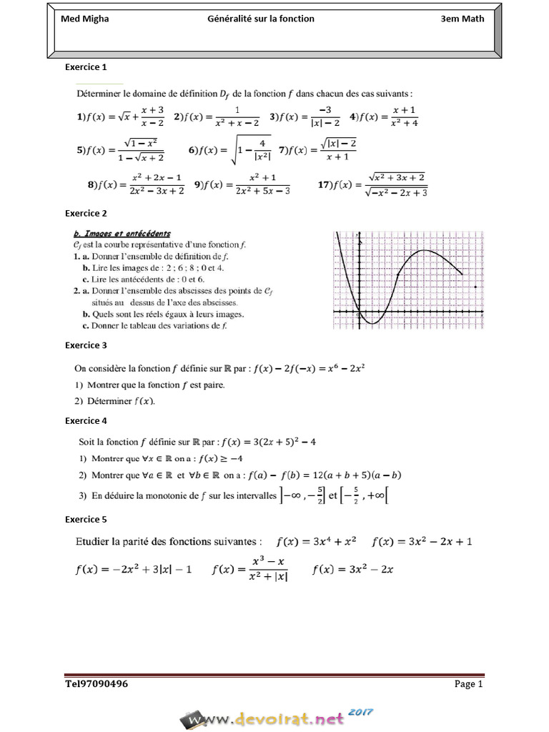 Serie D Exercice 3Eme Math _ Exercices Maths 3Ème Année – UIEB
