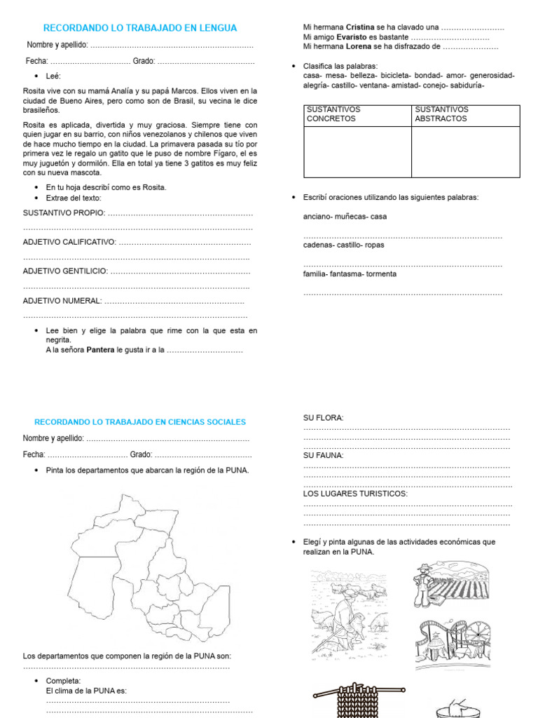 Evaluacion de Cuarto Grado | PDF