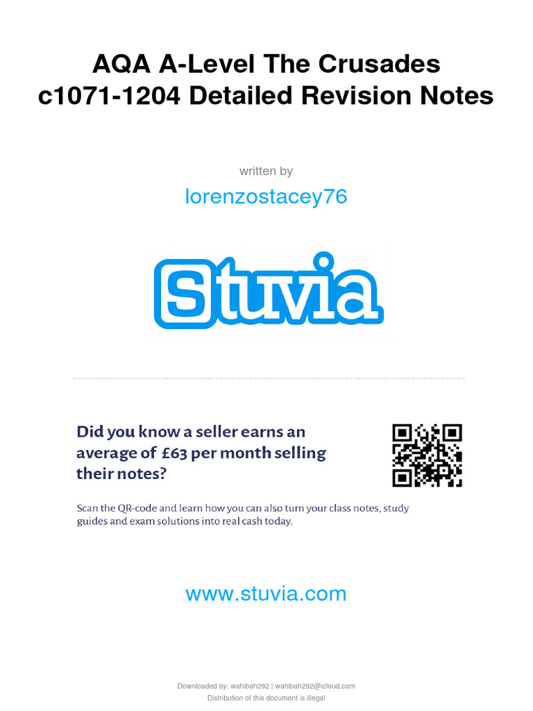 Crusades Revision Notes | PDF | Crusades | Byzantine Empire