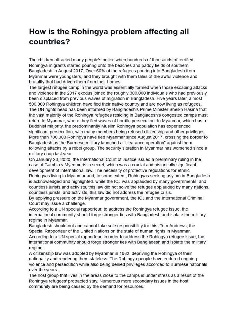 Reaserch Paper (How The Rohingya Issue Is Affecting The World) | PDF | Rohingya People | Myanmar