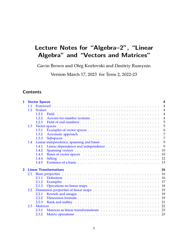 Linear Algebra | PDF | Basis (Linear Algebra) | Determinant Linear Algebra | PDF | Basis (Linear Algebra) | Determinant